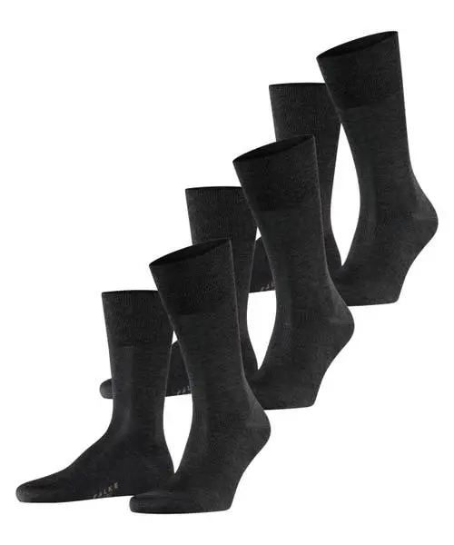 Falke Tiago Cotton Dress Socks Pack Of 3 - Anthracite Melange