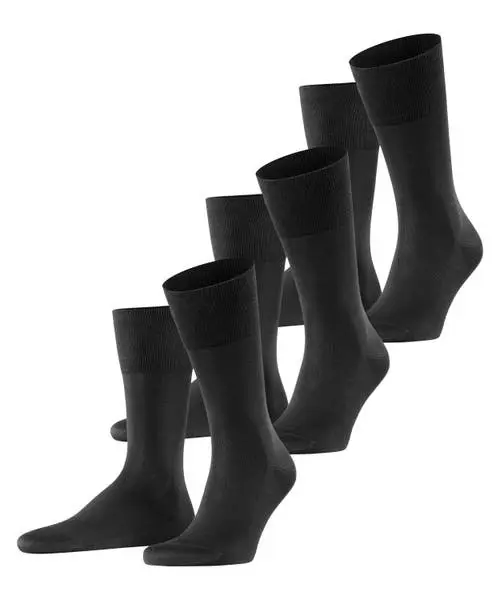 Falke Tiago Cotton Dress Socks Pack Of 3 - Black