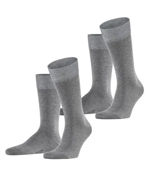 Falke Happy 2-pack Cotton Socks - Light Grey Melange