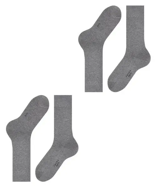 Falke Happy 2-pack Cotton Socks - Light Grey Melange