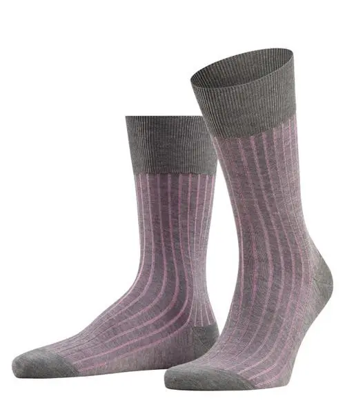 Falke Shadow Striped Dress Socks - Ash