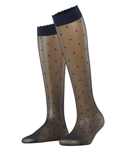 Falke Dot 15 Denier Sheer Knee High Socks - Marine