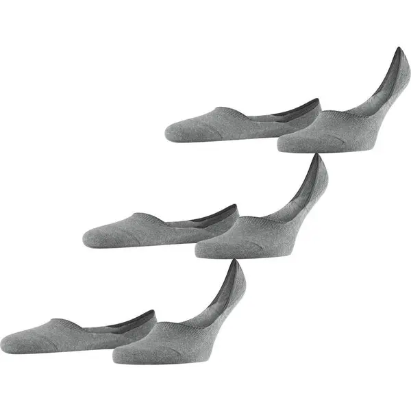 Falke Step Cotton No Show Socks Pack Of 3 - Light Grey Melange