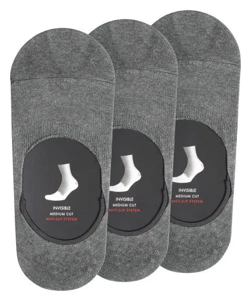 Falke Step Cotton No Show Socks Pack Of 3 - Light Grey Melange