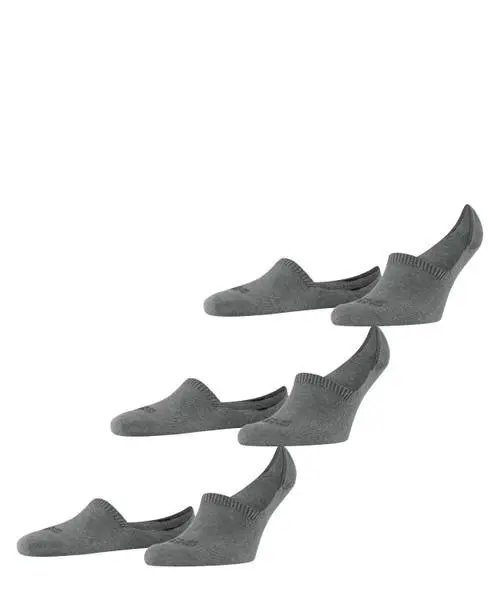 Falke Step Cotton High Cut No Show Socks 3 Pack - Light Grey Melange
