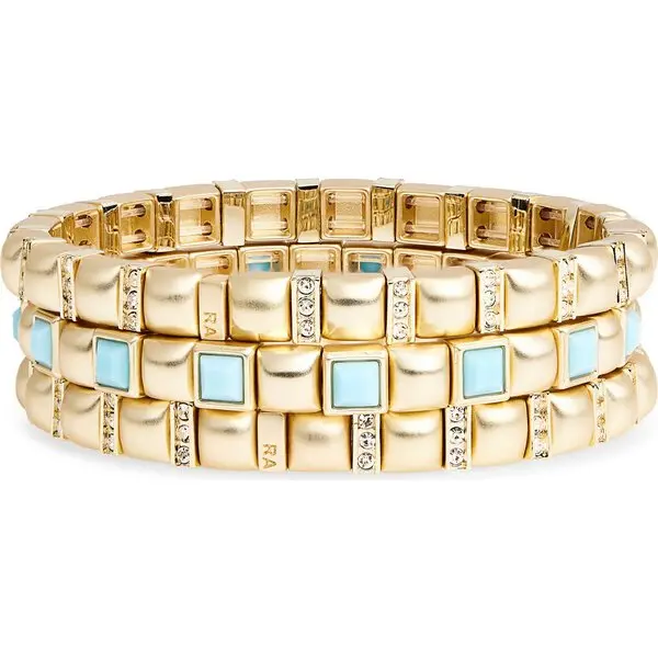 ROXANNE ASSOULIN Set Of 3 Mini Jeweled Stretch Bracelets - Light Turquoise