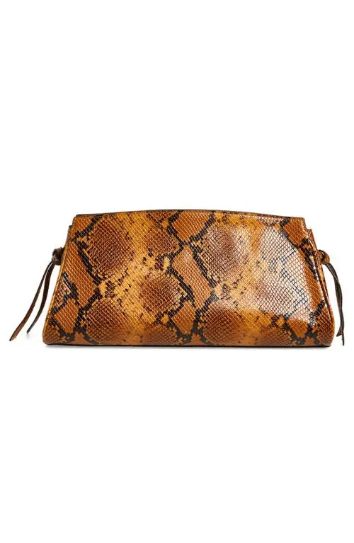 Staud Maude Soft Leather Clutch - Snake