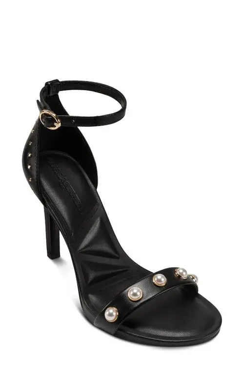 Karl Lagerfeld Paris Kenz Sequin Ankle Strap Sandal - Black