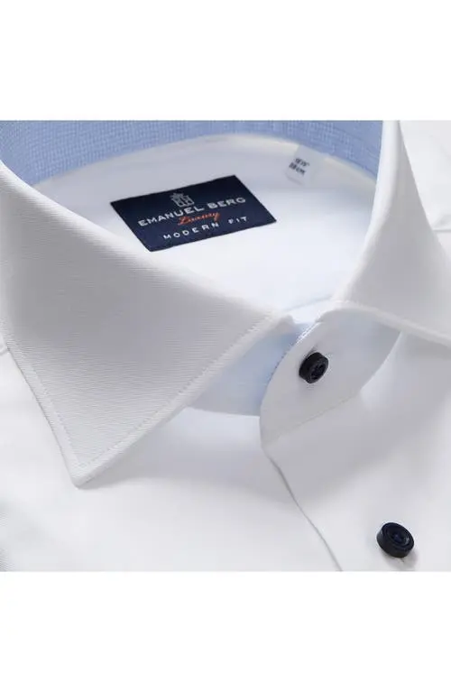 EMANUEL BERG Modern Fit Solid Natural Stretch Yoga Twill Dress Shirt