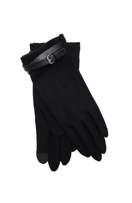 Ralph Lauren Criss-cross Belt Gloves - Black