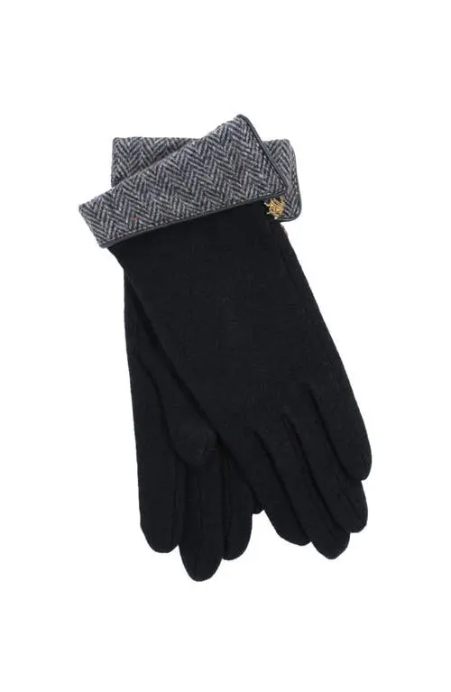 Ralph Lauren Patterned Cuff Glove With Logo Charm - Black