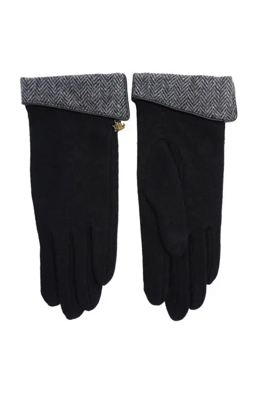 Ralph Lauren Patterned Cuff Glove With Logo Charm - Black