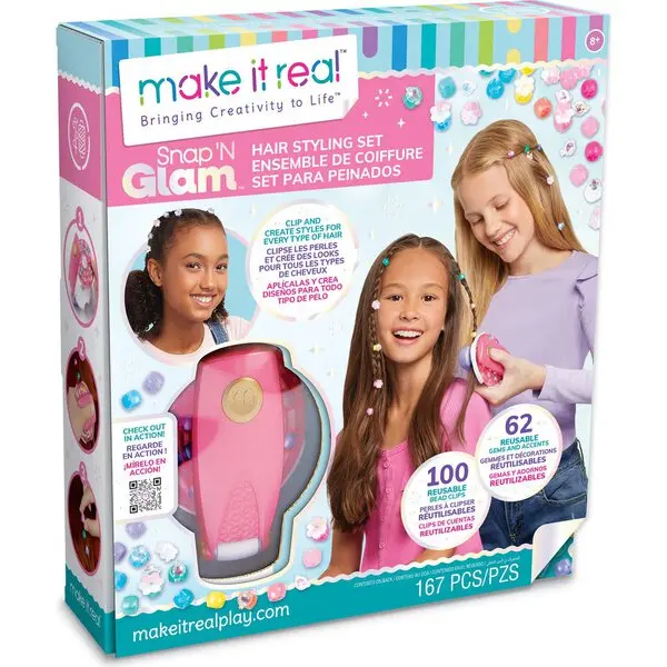 MAKE IT REAL Snap 'n Glam™ Hair Styling Set - Pink Assorted/multi
