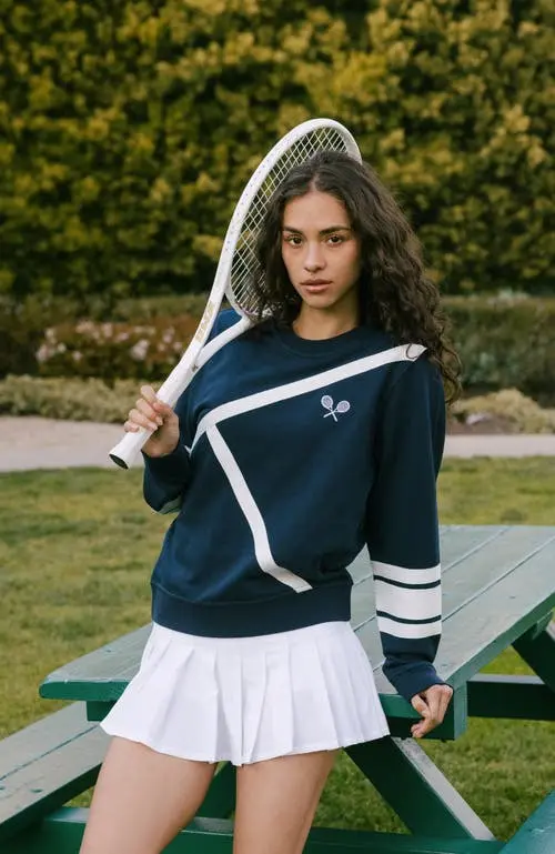 ELLSWORTH + IVEY Elle Tennis Sweatshirt - Navy