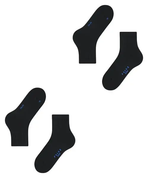 Falke Run Ribbed Short Socks - Black