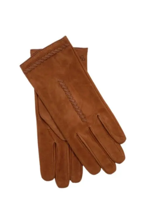 Ralph Lauren Suede Leather Whip Stitch Touch Glove - Cuoio