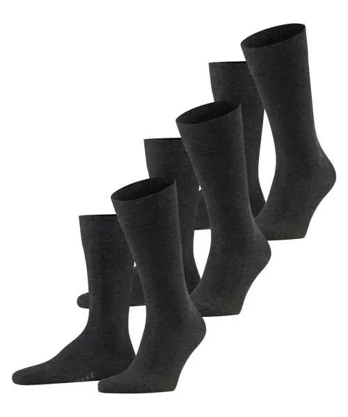 Falke Family 3-pack Sustainable Cotton Socks - Anthracite Melange