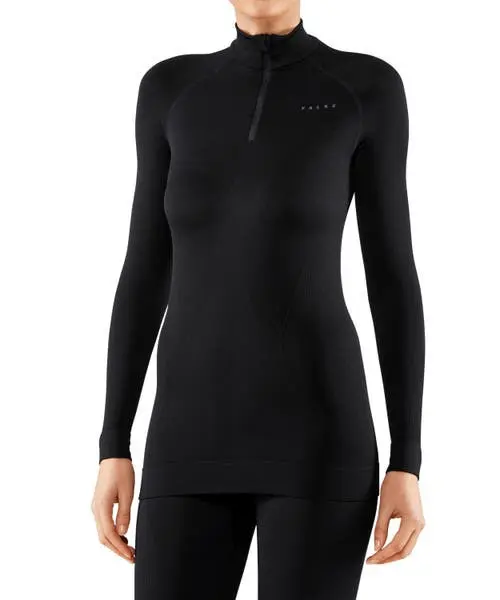 Falke Maximum Warm Zip Base Layer Top - Black