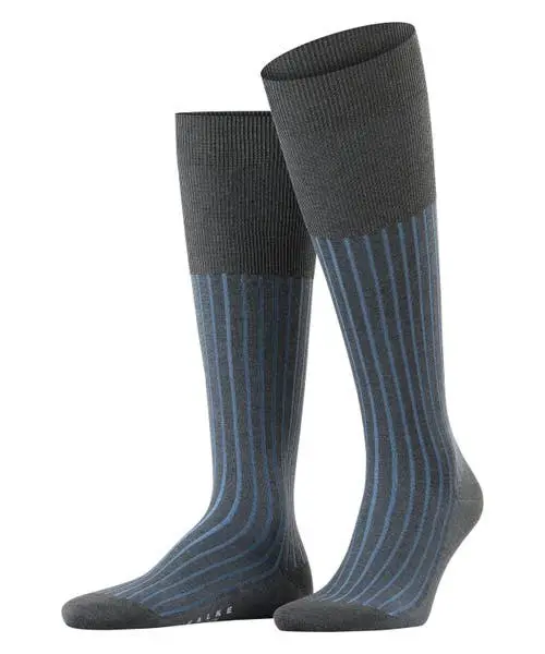 Falke Shadow Striped Knee High Socks - Anthracite Melange