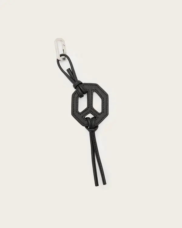 ALLSAINTS Leather Peace Keyring - Black