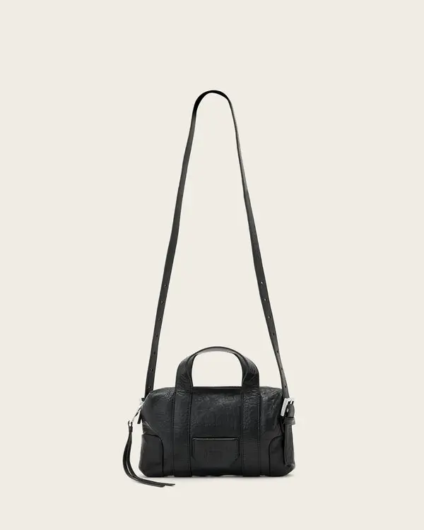 ALLSAINTS Ares Grain Compact Crossbody Bag - Black/silver