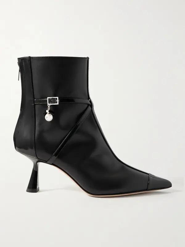 JIMMY CHOO Aren 65 Embellished Paneled Leather Ankle Boots