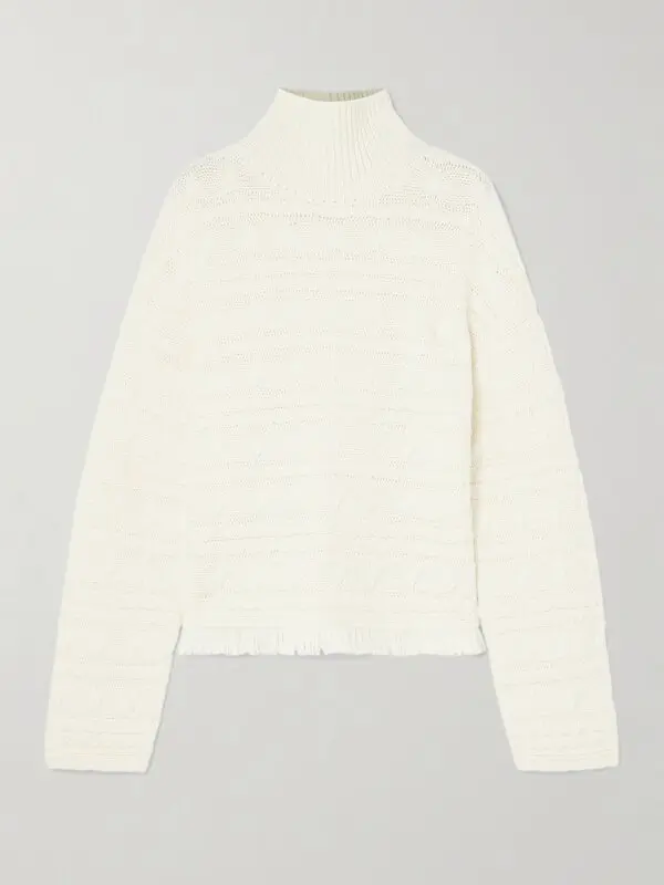 Guest In Residence Frayed Cable-knit Wool And Cashmere-blend Turtleneck Sweater