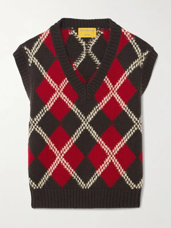 Guest In Residence Argyle Wool-blend Vest - Red