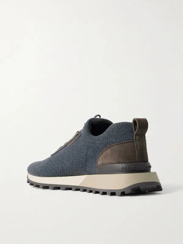 Brunello Cucinelli Bead-embellished Wool-blend Sneakers