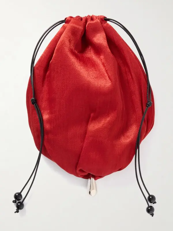 SOPHIE BUHAI Teardrop Embellished Satin Pouch - Red