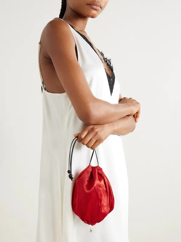 SOPHIE BUHAI Teardrop Embellished Satin Pouch - Red
