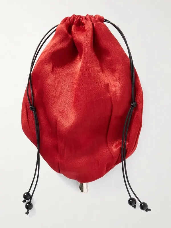 SOPHIE BUHAI Teardrop Embellished Satin Pouch - Red