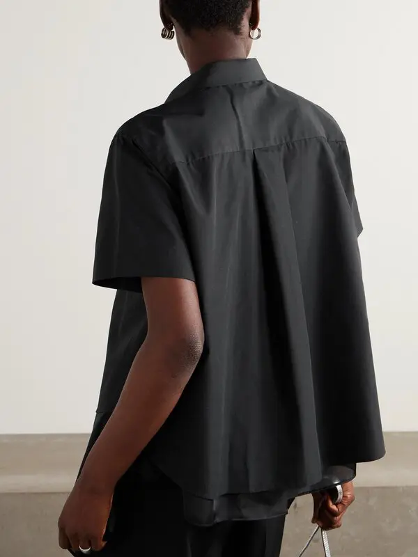 Sacai Chiffon-trimmed Poplin Shirt