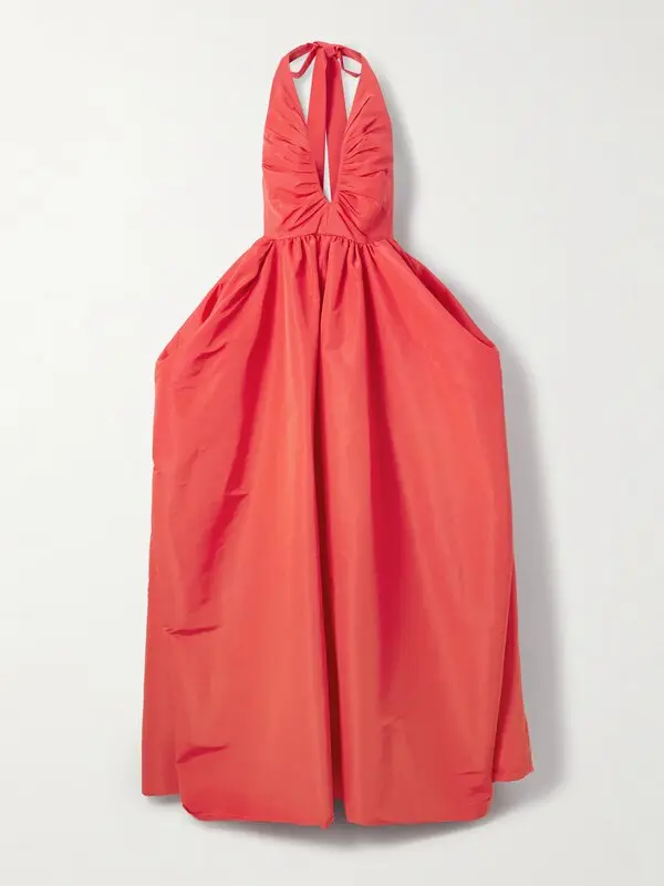 Christopher John Rogers Gathe Silk-faille Halterneck Gown