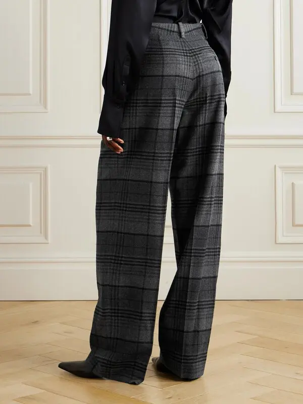 Ralph Lauren Jody Pleated Checked Wool Wide-leg Pants