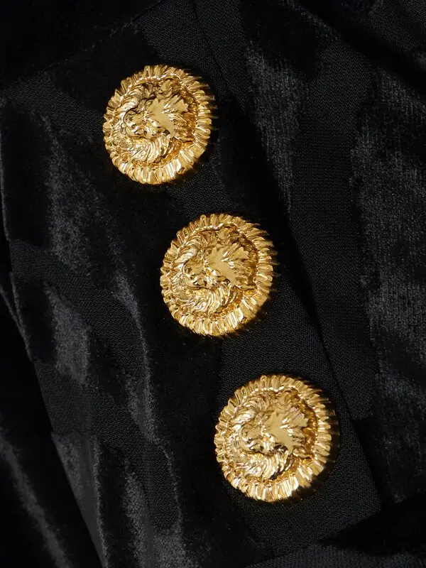 Balmain Button-embellished Devoré-velvet Midi Dress
