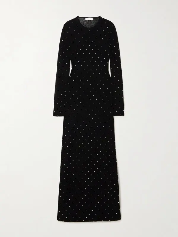 Rabanne Studded Wool Maxi Dress - Black