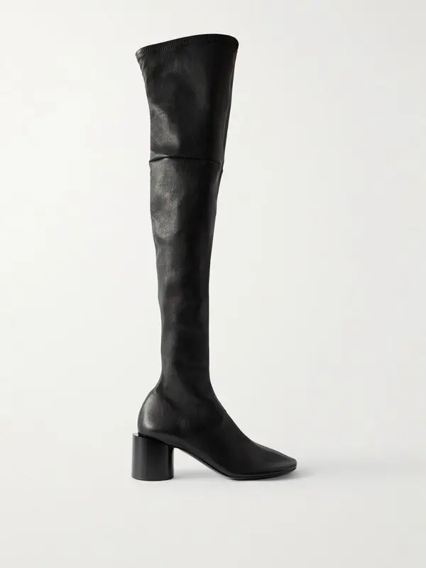 JIL SANDER Leather Over-the-knee Block Heel Boots