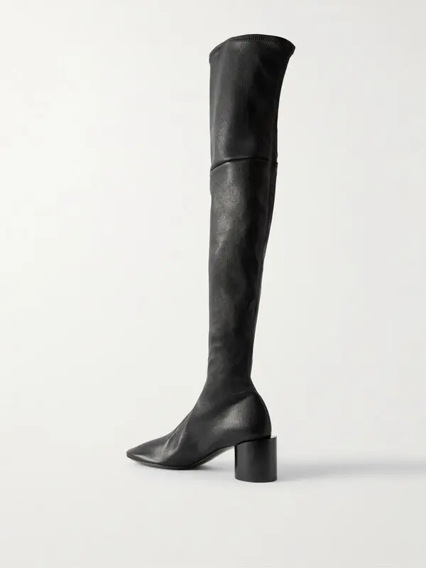 JIL SANDER Leather Over-the-knee Block Heel Boots
