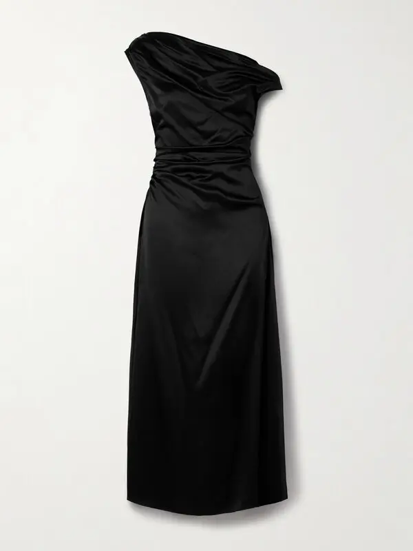 Staud Phare Draped Silk-blend Midi Dress