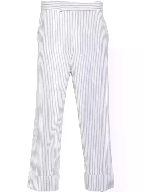 Thom Browne Striped Low-rise Tapered Trousers - Grey