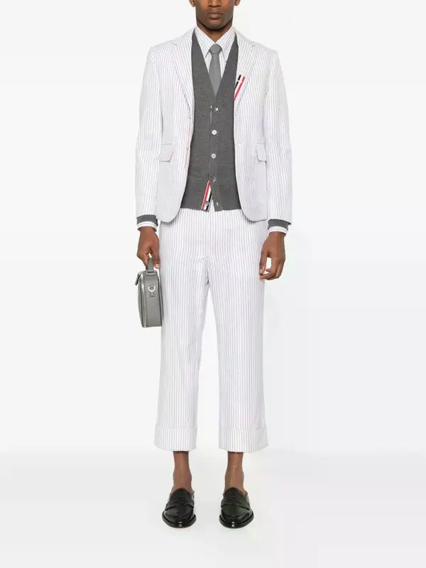 Thom Browne Striped Low-rise Tapered Trousers - Grey