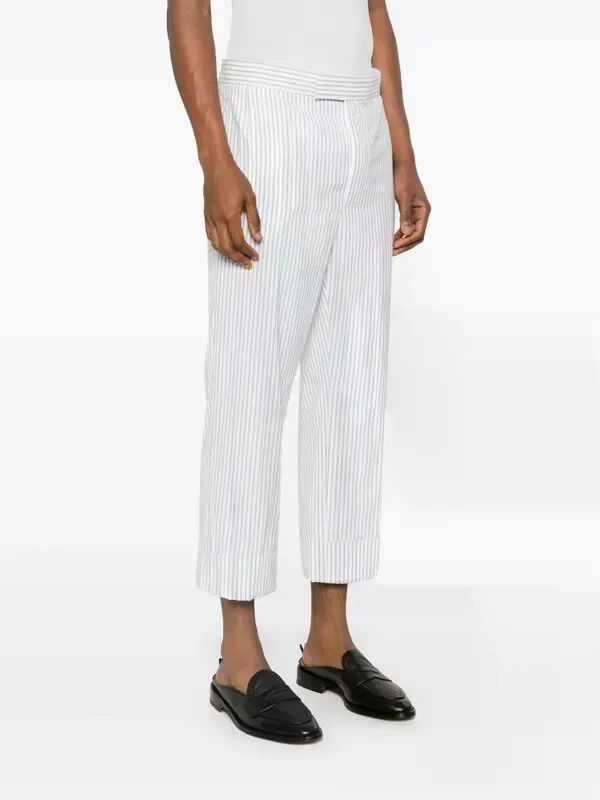 Thom Browne Striped Low-rise Tapered Trousers - Grey