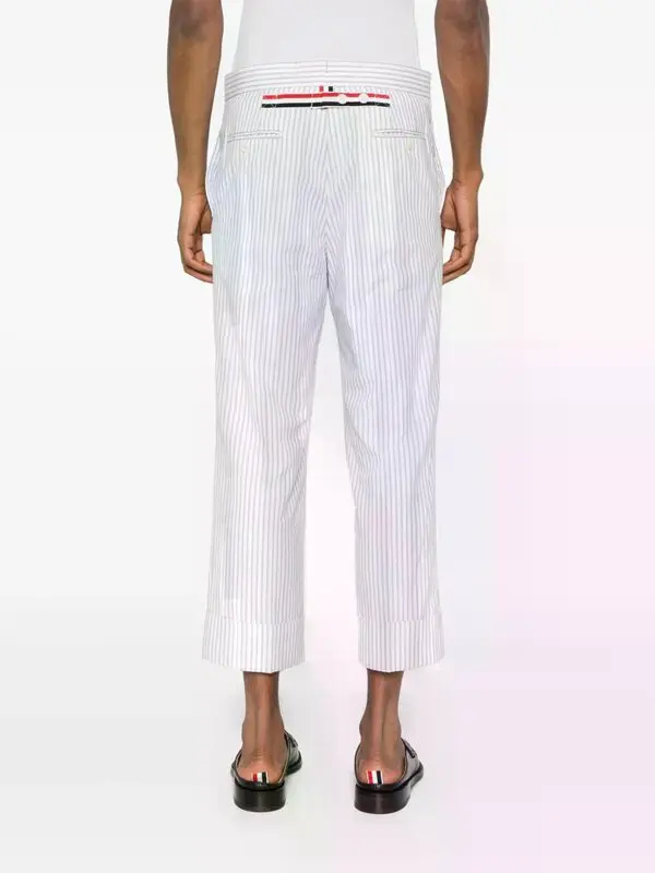 Thom Browne Striped Low-rise Tapered Trousers - Grey
