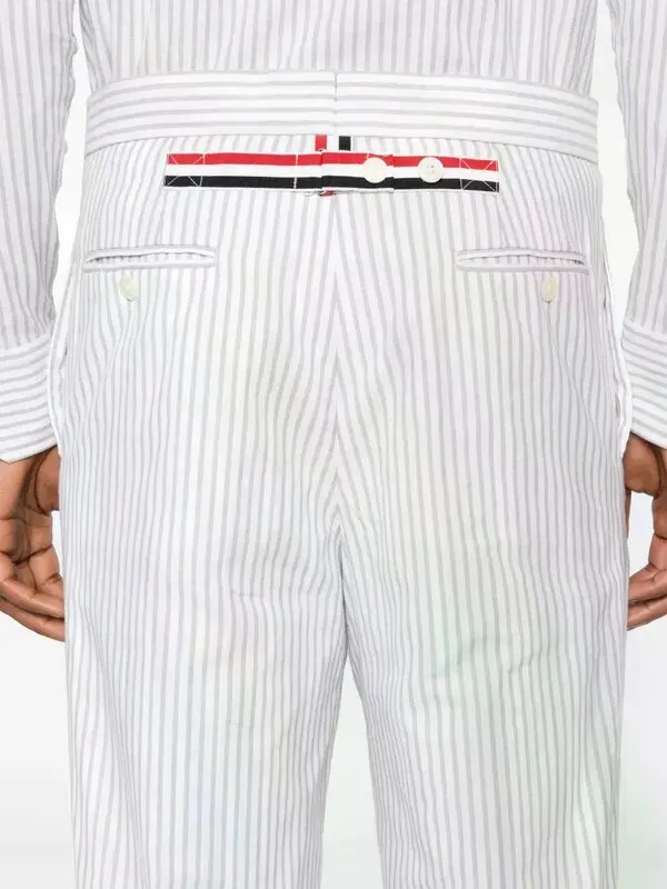 Thom Browne Striped Low-rise Tapered Trousers - Grey
