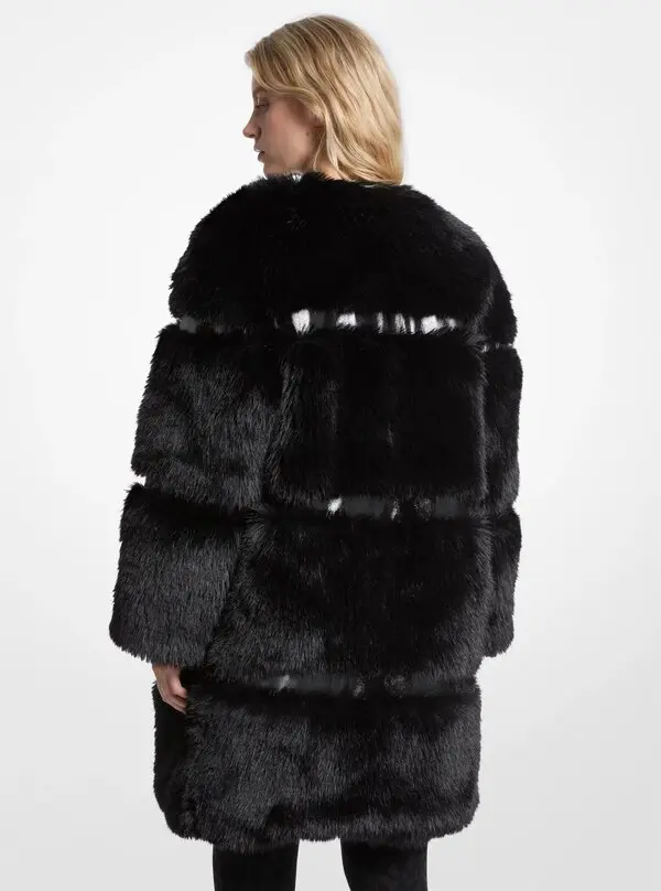 Michael Kors Faux Fur And Patent Leather Coat