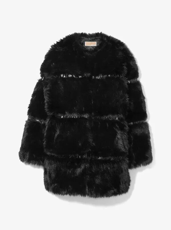 Michael Kors Faux Fur And Patent Leather Coat