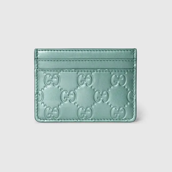 Gucci Gg Emblem Card Case - Blue