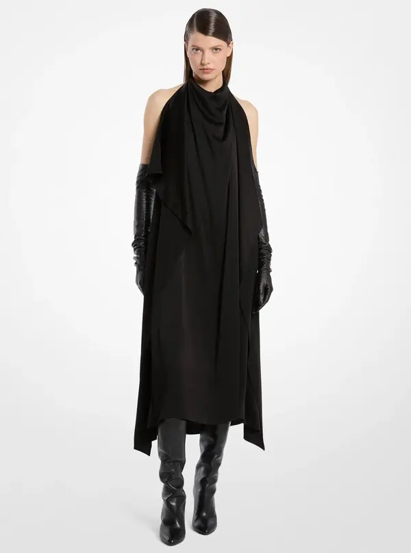 Michael Kors Charmeuse Halter Dress - Black