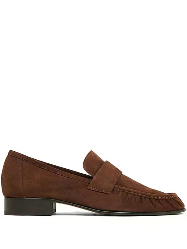 MANSUR GAVRIEL Ruched Suede Loafers - Brown